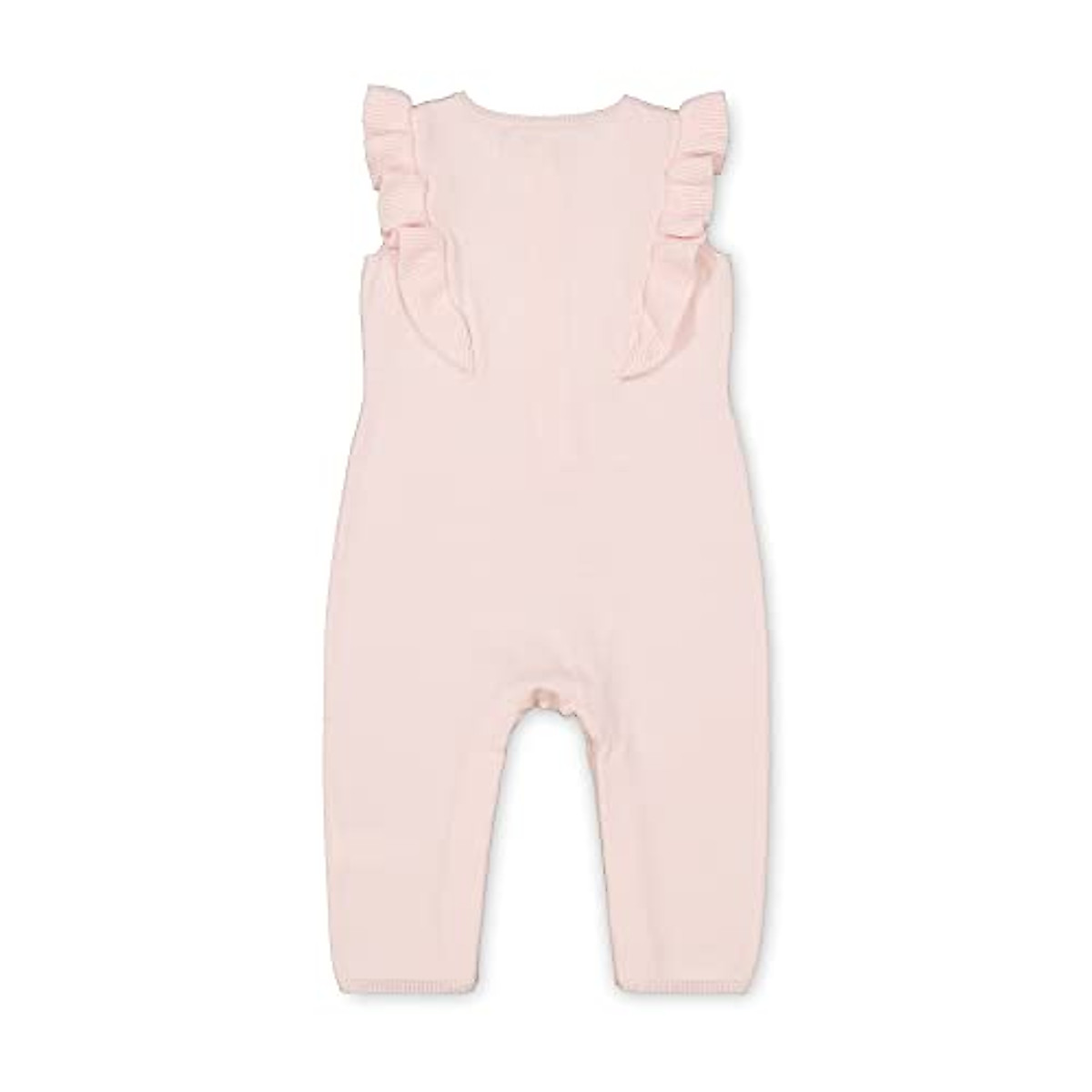 Hope & Henry Layette Baby Short Sleeve Ruffle Sweater Romper Pale Pink