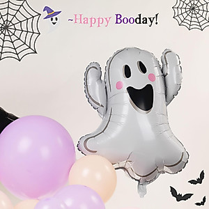 Kozee Pastel Halloween Birthday Balloon Garland Decorations Kit 130 Pcs Purple Pink Orange Balloons + Bat Ghost Mylar Balloons for Spooky Halloween Arch Booday Party Decorations