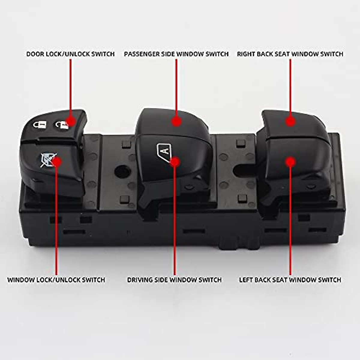 Dasbecan Driver Side Master Power Window Switch Compatible with Nissan Pathfinder/Altima/Frontier/Leaf/Juke 2010-2018 Door Main Control Button Replaces# 25401-3TA5A 25401-1KA0B 25401-3SH1A