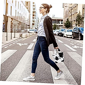 VALICLUD 1pc White Women's Leisure Fashion- Winter Bag Handbag Black Fluffy Warm Cow Tote Hobo One-shoulder Gifts Shopping Women New Print Daily Bucket Faux Comfortable Armpit Handbags