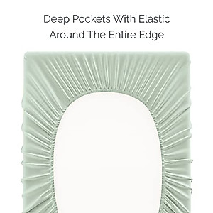 Natemia Fitted Pack and Play Sheet - 100% Organic Cotton - for Standard Size Playard, Pack n Play, and Mini Crib Mattress - Ultra Soft, Thick & Stretchy Jersey Knit Cotton