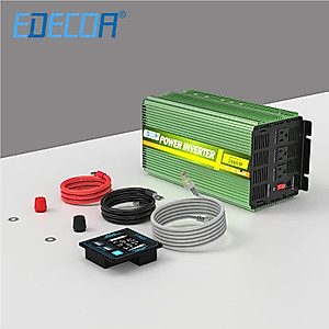 EDECOA 2000W Power Inverter 12V DC to 110V 120V AC 2000 Watts with Remote Control LCD Display USB 3 Outlets for Cars, Trucks, RVs, Rural Cabins