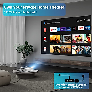 5G WiFi 1080P Projector 4K Supported - OSQ 800 ANSI HD Outdoor Movie with Bluetooth, 4P & ±50° Keystone, Zoom 50%, 300'' Home Cinema Video Support PPT, PS4, TV Stick, Laptop, Phone, white (O-410)