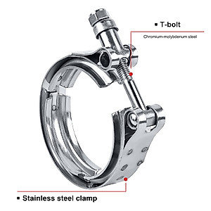 EVIL ENERGY 3.0" V Band Clamp for Flange Kit Stainless Steel, Bundle with 4 Holes Adjustable Exhaust Hanger Universal 2PCS