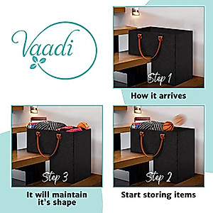 Stair Basket and Stairway Organizer with 2 Reinforced Durable Leather Handles for Standard Sized Stairsteps, Made of Non-Woven Felt Fabric, Collapsible