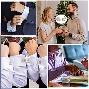 Pandahall 20pcs Brass Men's Cufflinks Cuff Button Cabochons Frame Tray Bezel Cufflink Blanks Setting Tray: 16mm/0.63inch Platinum