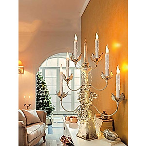 Advocator 6pcs Dripless Battery Operated Fake Flickering Led Candles with Timer (6 Hrs on 18 Hrs Off) Window Votive for Candlesticks Table Taper Candle for Halloween Christmas Festival Party