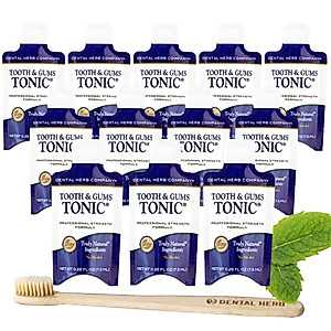Dental Herb Company - Tonic Traveler - Single Use Tonic Mouthwash (12 Pack) with Bamboo Toothbrush