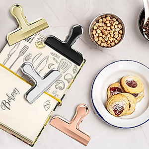 Bag Clips, Heavy Duty Stainless Steel Chip Clips, 8 Pack Food Bags Clamp Great for Kitchen Office to Seal Coffee Bags, Paper Sheets - Pack of 8