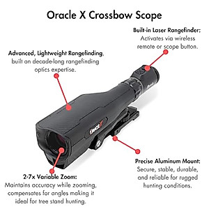 Burris Optics Oracle X Rangefinder Crossbow Scope, Built in Range Finder Measures Exact Distance, Calculates Perfect Aim/Drop Point, Adaptable Right or Left Handed Mount,Matte Black,One Size