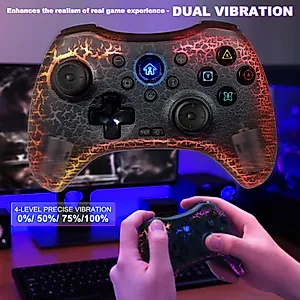 arVin Gaming Controller for iPhone/iPad/iOS/Android/Tablet/PC/PS5/PS4/PS3/Switch, Pro Wireless Game Controller Gamepad with Unique Crack/Phone Holder/Back Button/Turbo/RGB Light/Vibration/6-Axis Gyro