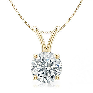 The Diamond Deal 1.00ct (1.00Cttw) Carat Round Brilliant Solitaire Lab-Grown Diamond Solitaire Pendant Necklace for Women in 14k Yellow Gold with 18" Gold Chain
