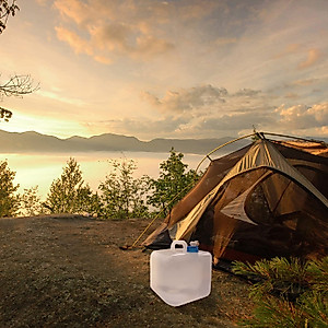 Collapsible Water Container with Spigot, Camping Water Storage Carrier Jug BPA-Free for Outdoors Hiking Backpack & Survival Kit, Foldable Portable Canteen 1.3/2.6/3.9/5.3 Gallon (5.3 Gallon, 2-pack)