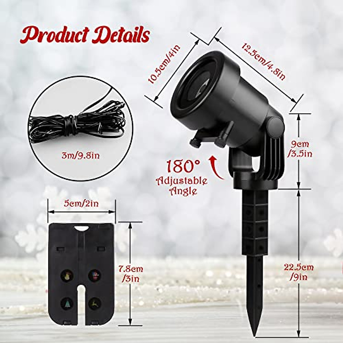 A.T.Lums Christmas Projector Lights Outdoor & Indoor, 16 HD Slides LED Projection Lamp for Christmas Gifts, Waterproof Snowflake Landscape Lights for Halloween Easter New Year Holiday Party Deco