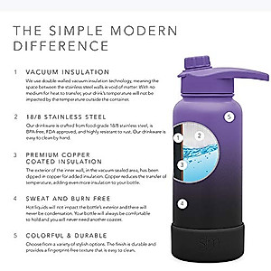 Simple Modern 18oz Water Bottle, Insulated Reusable Wide Mouth Stainless Steel Metal Flask with Chug Lid and Silicone Boot, Ombre: Violet Sky