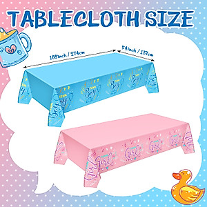 Panelee 51 Pcs Gender Reveal Party Decorations 54'' x 108'' Disposable Tablecloth 12'' Pink Blue White Latex Balloons 18'' Black Boy or Girl Balloons with 16.4ft Blue and Pink Ribbon for Party