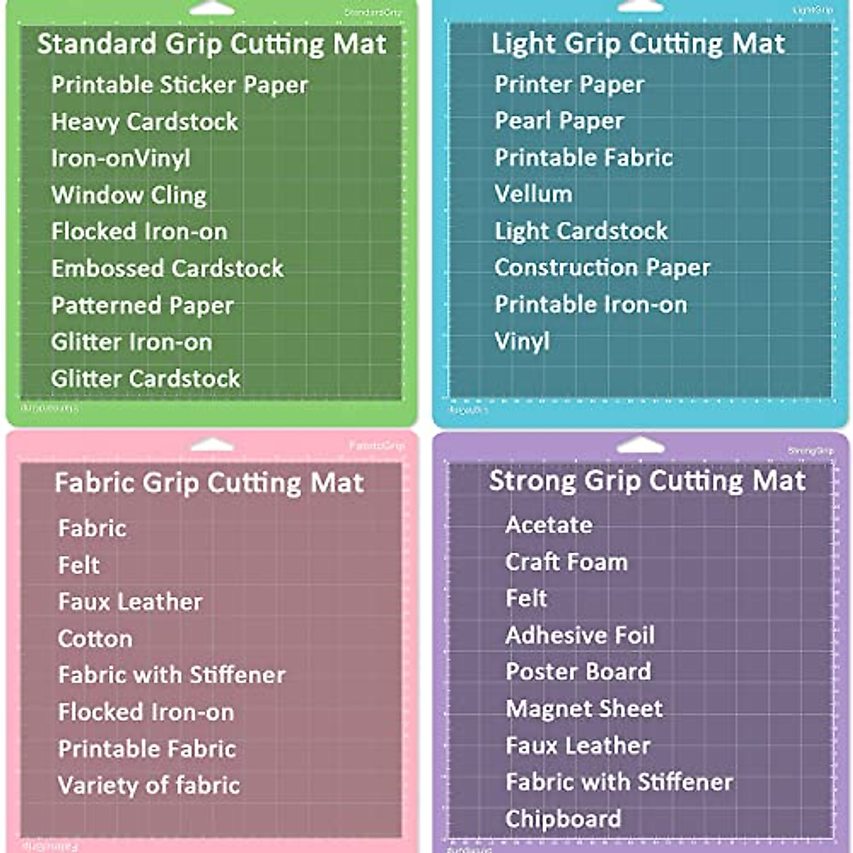 9pcs Replacement Cutting Mat for Cricut Maker/Explore Air 2/ Air/One 12x12 Inch Cutting Mat StandardGrip LightGrip StrongGrip FabricGrip Adhesive&Sticky Non-Slip Cut Mats with 2 Scrapers