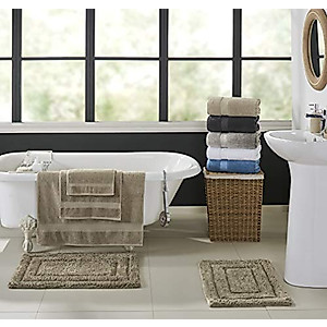 Cotton Bathroom Rugs Set, 2 pc (20"x30" and 17"x24") - Soft Plush 2800 GSM, Super Thick and Absorbent - Matches Our 804 GSM and 703 GSM Bathroom Towels Set (White)