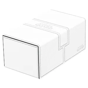 Ultimate Guard Flip 'n' Tray 200+, Deck Case for 200 Double-Sleeved TCG Cards +Dice Tray, White/Grey, Independent Magnetic Closure & Microfiber Lining