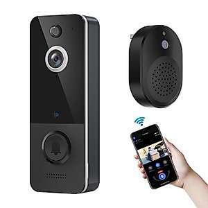 Biglory Video Doorbell Camera Wireless with Chime, AI Human Detection, 2-Way Audio, Live View, 2.4G WiFi, Night Vision, Cloud Storage, Battery Powered, Indoor Outdoor Surveillance