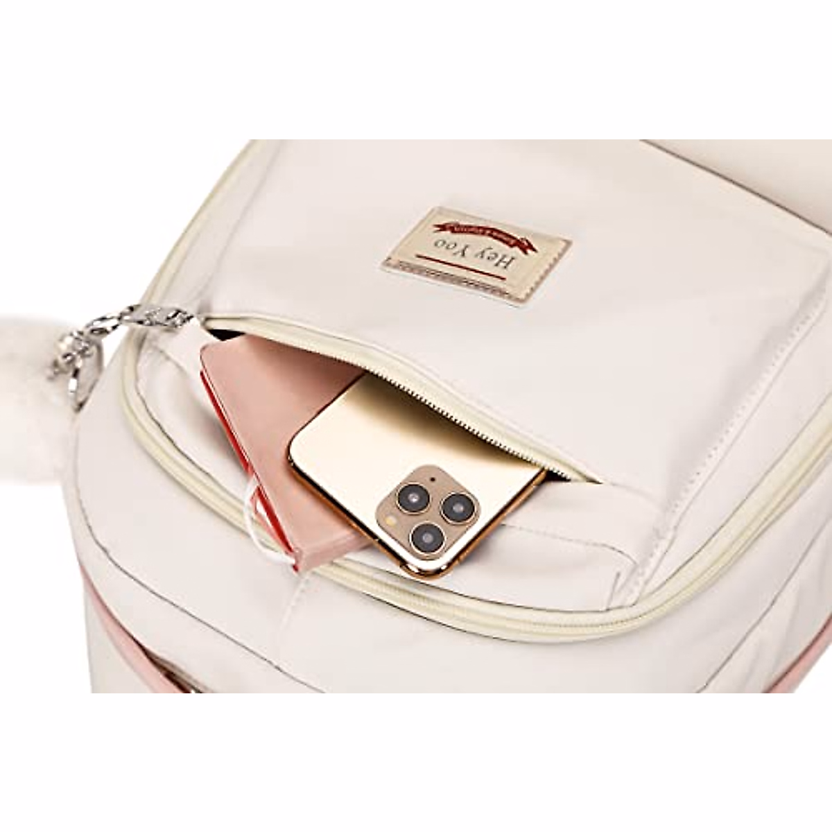 Hey Yoo Backpack for Girls Bookbag Cute School Bag College Middle High Elementary School Backpack for Teen Girls (White)