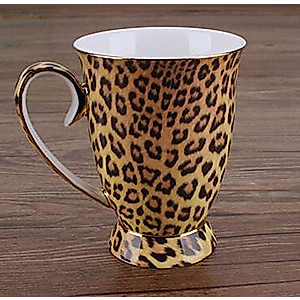 YBK Tech Novelty Porcelain Tea Cup, 9oz Coffee Cup for Home Kitchen Office (Leopard Print)