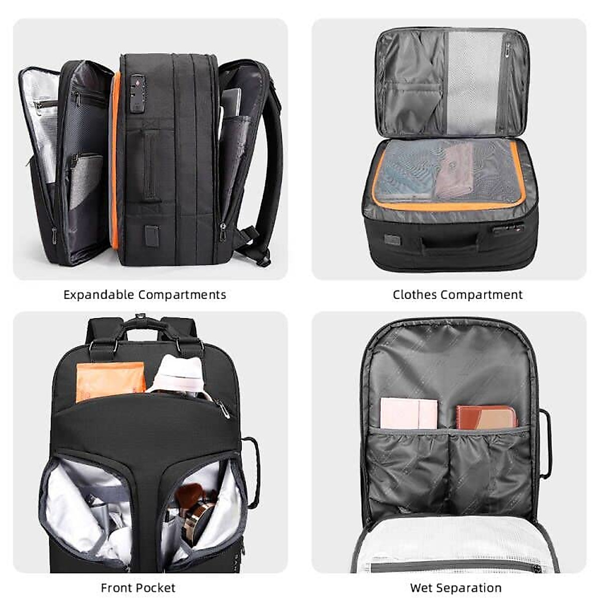 BANGE Travel Backpack for Women,35L Expandable Large Casual Daypacks Carry on Backpack Flight Approved for Woman, TSA Anti Theft 17.3inch Laptop Backpack for Work