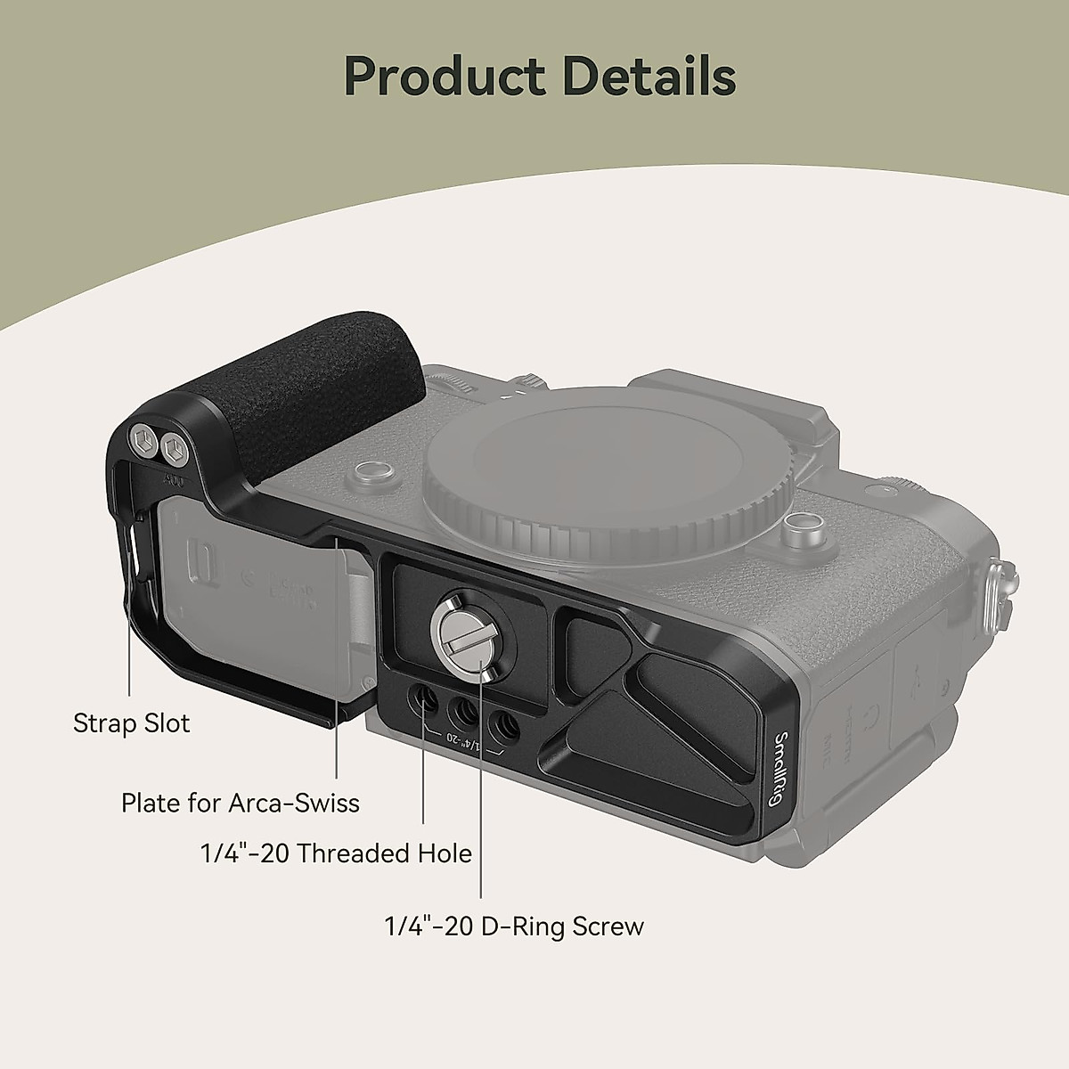 SmallRig Z f Handgrip L-Shape Grip for Nikon with Ergonomic Silicone Grip, Built-in Quick-Release Plate for Arca for Quickly Switch on Gimbal/Tripods/Handheld Shooting - 4262