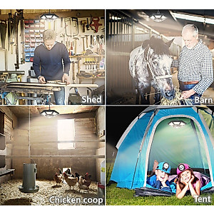 HULPPRE 2pack Solar Shed Light 4+1 Leaves 136Leds Brighter Solar Light Indoor&Outdoor with Remote,IP65 Waterproof Barn/Chicken Coop/Workshop/Ceiling/Pendant Light for Patio,Garden,Yard,Gazebo