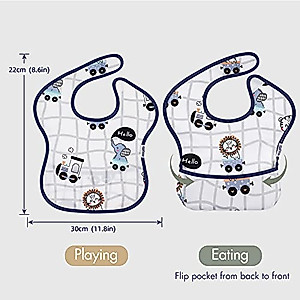 Soarwg Kids Bibs, Baby Bibs, Waterproof Baby Bibs for Boy and Girl, Great Travel Baby Bibs for Eating, Mess Proof Bibs for Baby Unisex, Toddler Feeding Bibs, 5 Pack