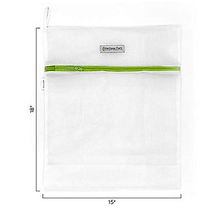 Heritage Park Fine Mesh Laundry Bags - Micro Mesh for Safely Washing Delicates - Gusseted Bottom for Extra Space, Hidden Zipper, and Convenient Hanging Loop - Pack of 2 Small (15" x 18")