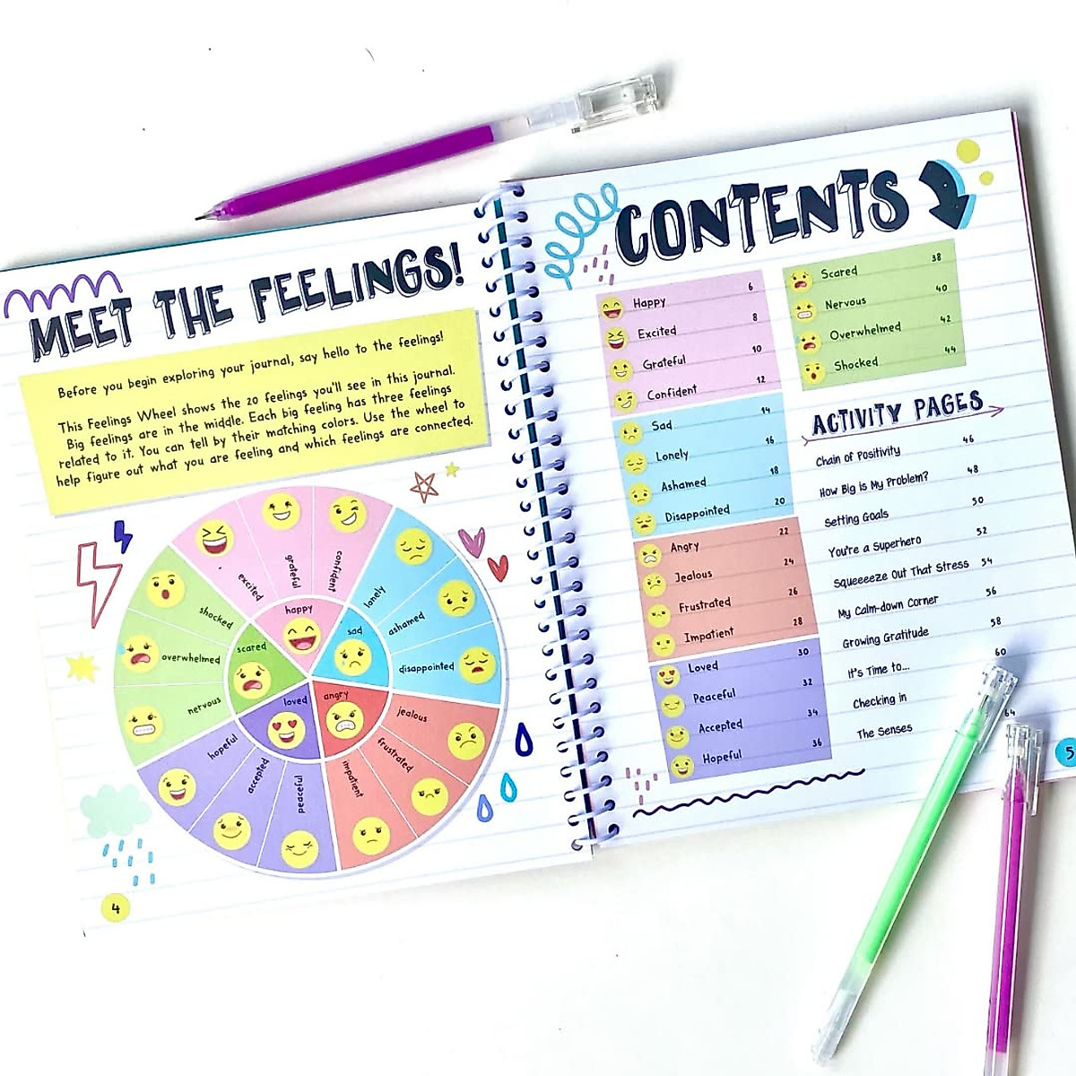 hand2mind Express Your Feelings Journal, Emotions Journal for Kids with Feelings Wheel, Social Emotional Books for Kids, Growth Mindset for Kids, Mindfulness for Kids, Calm Down Corner Supplies
