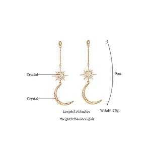 Zinc Moon Earrings for women Girls Moon and Star Earrings Jewelry Fashion Long Drop Dangle Stud