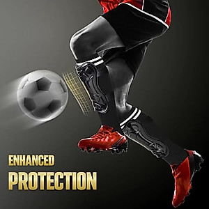 Geekism Soccer Shin Guards for Youth Kids Toddler, Protective Soccer Shin Pads & Socks Equipment - Football Gear for 3 5 4-6 7-9 10-12 Years Old Children Teens Boys Girls (Black, Small)