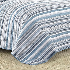Nautica Quilt Set All Season Cotton Bedding with Matching Sham, Lightweight & Reversible, Queen, Jettison Grey/Blue/White