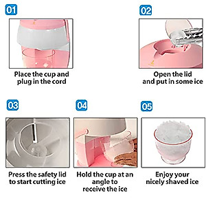 Letusto Shaved Ice Maker - Slushie Machine Use Normal Refrigerator Ice Cubes, with Stainless Steel Blades for Snow Cone, Cocktails and Snow Flakes, Bingsu Ice Shaver (Pink)