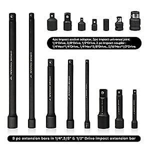 SEKETMAN 18-Piece Drive Tool Accessory Set,Includes Socket Adapters, Extensions and Universal Joints and Impact Coupler, Professional Socket Accessories