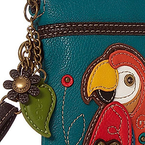 Chala Red Parrot Cellphone Crossbody Handbag - Convertible Strap Bird Lovers