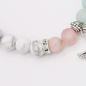 Guardian Angel Charm Bracelets for Women, 8mm Crystal Beaded Memorial Bracelet for loss of Loved one, Encouragement Present, Remembrance Gifts to Show Love, Sympathy, Bereavement, Friendship