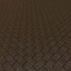 Woven Faux Leather Fabric, Embossed Soft Basketweave Vinyl, Textured Crafts DIY and Upholstery Pleather Sheets - Cut by The Yard (Brown)