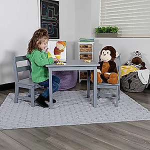 Flash Furniture Kyndl Kids Solid Hardwood Table and Chair Set for Playroom, Bedroom, Kitchen - 3 Piece Set - Gray