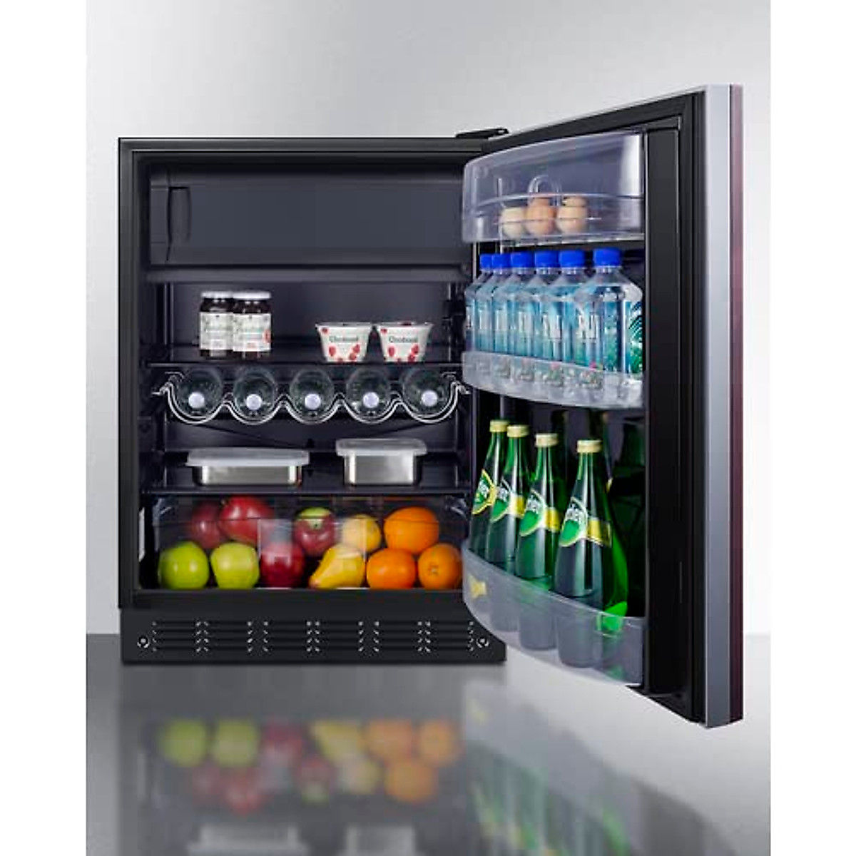 Summit CT66BK2SSIFADA 24” Wide ADA Under Counter Refrigerator-Freezer 4.9 cu.ft. with Panel-Ready Door (Panel Not Included) Automatic Defrost Operation, Black Interior (Panel Ready-ADA-RHD)