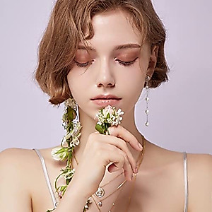 Long Pearl Earrings for Women 14K Silvery Plated Threader Earrings Pearl Ball Drop Elegant Gold Pearl Tassel Earring for Teen Girls