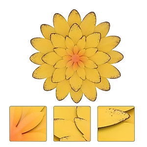 Rustic Modern Floral Sculpture 3D Iron Flower Wall Sculpture Succulent Metal Wall Decor Artificial 3D Flower Wall Art for Indoor Living Room Office Outdoor Garden Patio