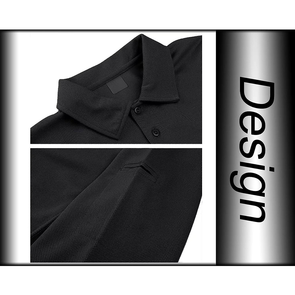 Pique Polo Shirts Men Dry Fit Golf Shirts Long Sleeve Polo Shirts for Men Tactical Polo Mens Polo Wicking T-Shirts for Men Black