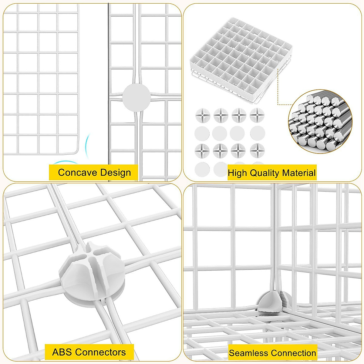 BASTUO Wire Cube Storage, Multipurpose Metal Cube Storage Organizer, Square Wire Storage Cubes (6 Cubes, White)