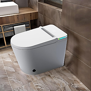 Upgraded One Piece Smart Bidet Toilet, Electric Tankless Toilet with In-builet Aromatherapy/Heated Seat/Foot Sensor/Various Washing Settings/Temperature Sensing/Automatic Powerful Flush/Auto Shut-off