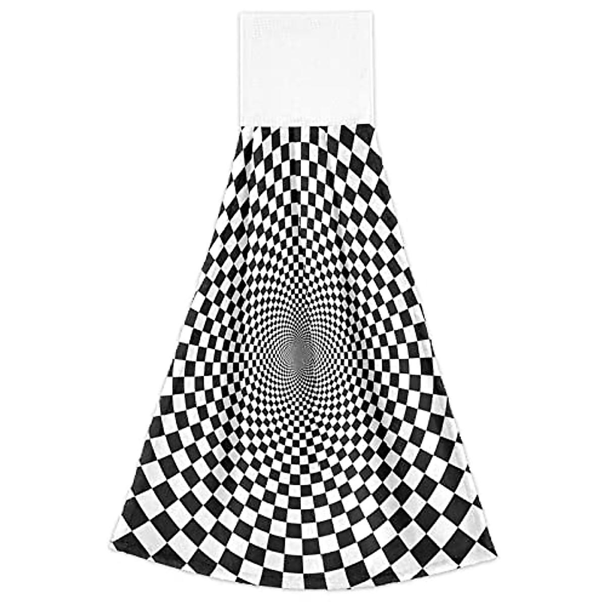 Sletend Hanging Kitchen Towel with Loop Black White Case Hand Towel 2 Pcs Soft Microfiber Coral Velvet Tie Towel Decor for Bathroom Laundry Room Decor