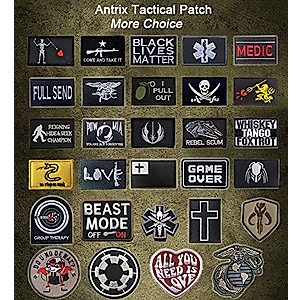 Antrix 6 Pack Tactical Patch Set of U.S. Army U.S. Navy U.S. Air Force Coast Guard Veteran Military Emblem Patch for Tactical Army Clothes Backpack Caps Hats Vest Uniform -Black