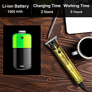 ROCKUBOT Professional Hair Trimmer for Men,Cordless Hair Clippers for Men Professional,Zero Gapped Trimmers T Blade Trimmer,Edgers Clippers for Men,Hair Cutting Kit Rechargeable